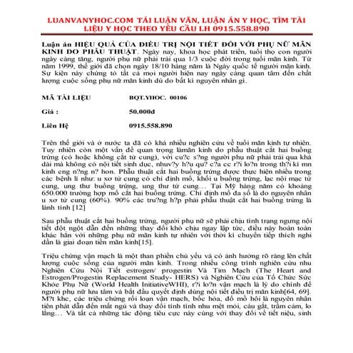 Hieu qua cua dieu tri noi tiet doi voi phu nu man kinh do phau thuat | DOCX