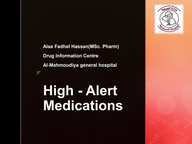 HIGH ALERT MEDICATIONS- 2024 ISMP Update | PPTX