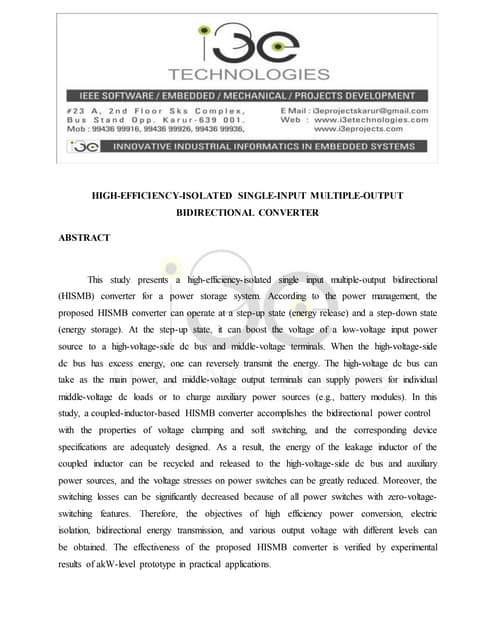 High efficiency-isolated single-input multiple-output bidirectional ... High efficiency-isolated single-input multiple-output bidirectional ...