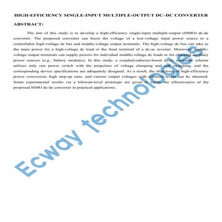 High efficiency single-input multiple-output dc–dc converter | PDF