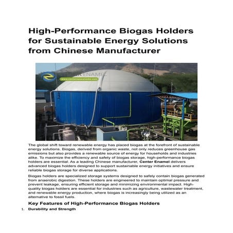High-Performance Biogas Holders for Sustainable Energy Solutions from ...