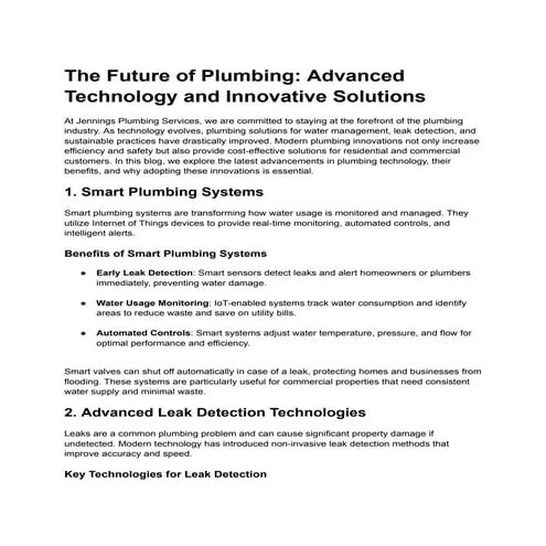 High-Performance Plumbing Technologies for Modern Systems | PDF