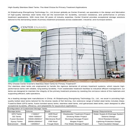 High-Quality Stainless Steel Tanks as Airport Wastewater Treatment ...