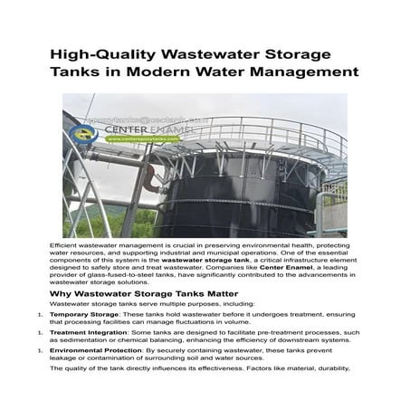 High-Quality Wastewater Storage Tanks in Modern Water Management.docx