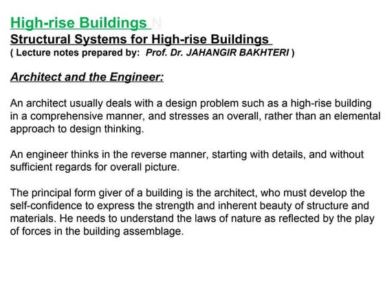 Stability of High-Rise Buildings | PPT