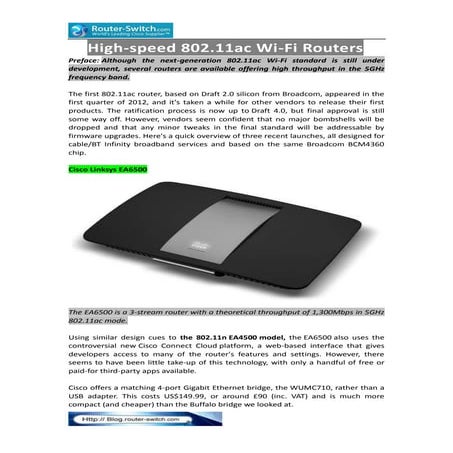 High speed 802.11ac wi-fi routers | DOCX | Internet of Things | Internet