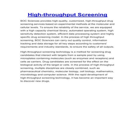 High throughput screening | PDF