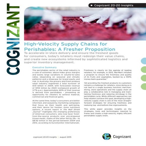 High-Velocity Supply Chains for Perishables: A Fresher Proposition | PDF