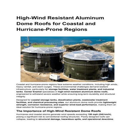 High-Wind Resistant Aluminum Dome Roofs for Coastal and Hurricane-Prone ...