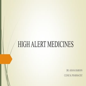 HIGH ALERT MEDICATIONS- 2024 ISMP Update | PPTX