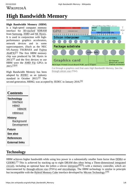 DDR, GDDR, HBM Memory : Presentation | PPT