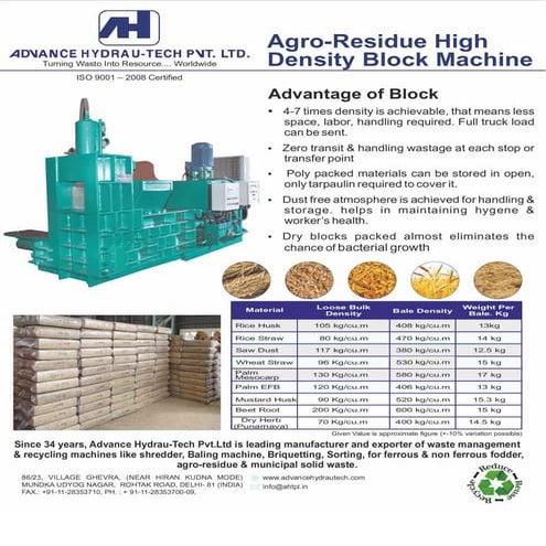 High Density Agro-Residue Block Making Machine | PDF