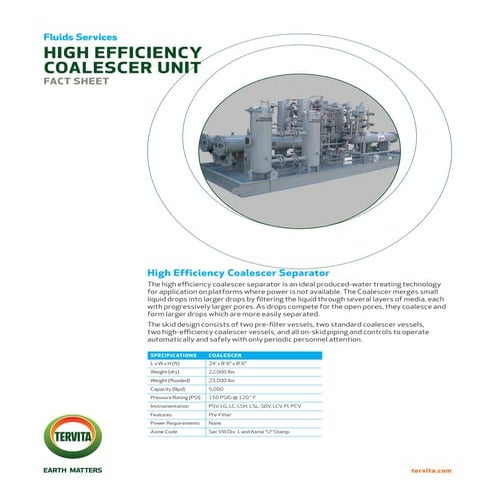High efficiency coalescer separator | PDF