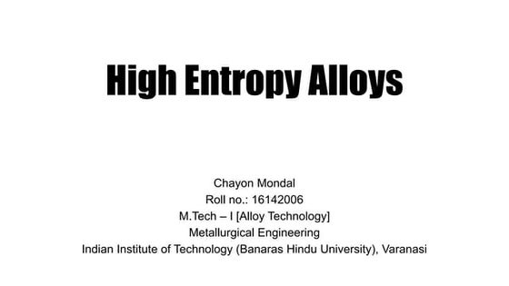 High Entropy alloys | PPT