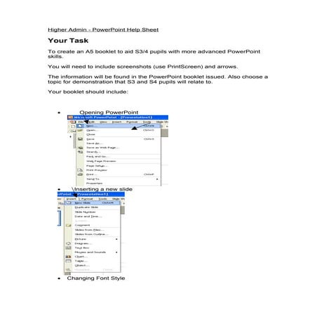 Higher Admin Power Point Task | DOC