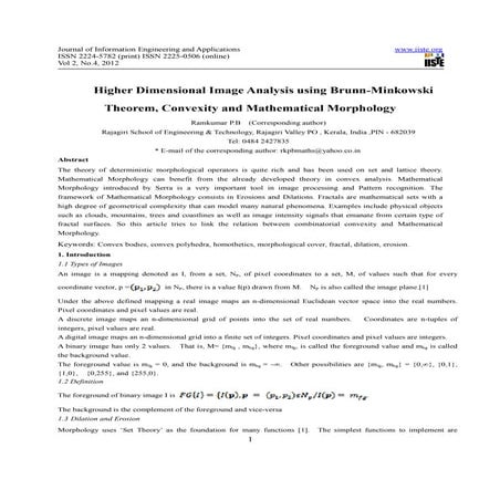 Higher dimensional image analysis using brunn minkowski theorem ...
