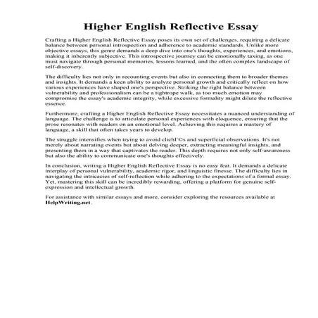 Higher English Reflective Essay | PDF