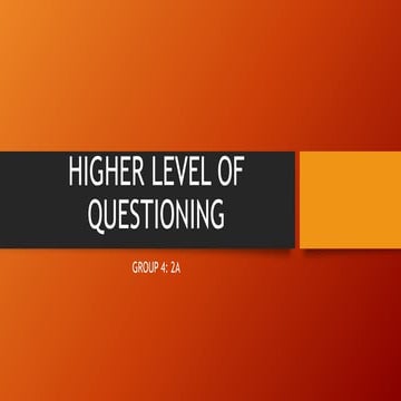 Higher order thinking skills question in teaching | PPTX