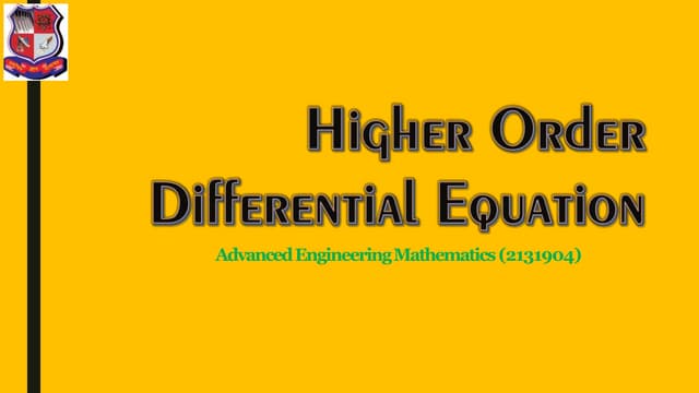 Higher Order Differential Equation | PDF