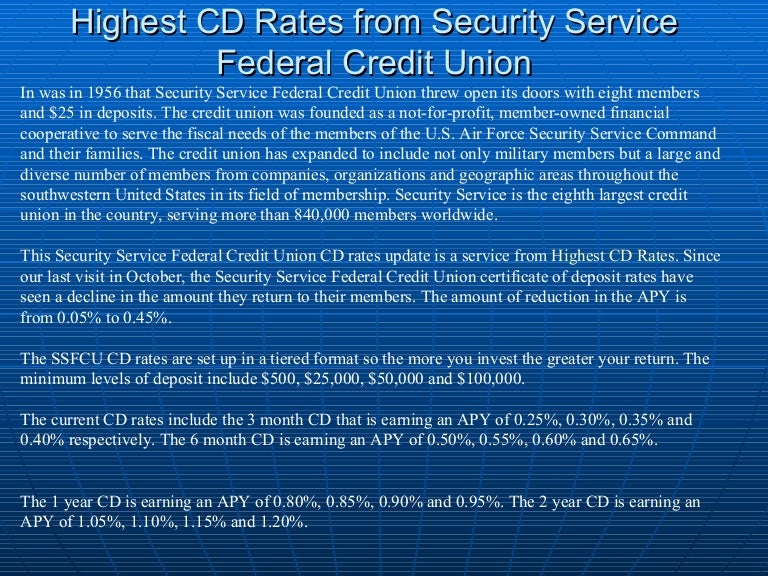 Highest Cd Rates From Security Service Federal Credit Union highest-cd-rates-from-security-service-federal-credit-union