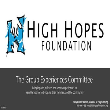High Hopes Foundation of NH - Group Experience Pilot | PPT