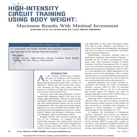 HIGH-INTENSITY CIRCUIT TRAINING USING BODY WEIGHT | PDF