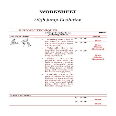 High jump worksheets | DOC