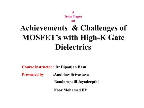 High k dielectrics | PPT