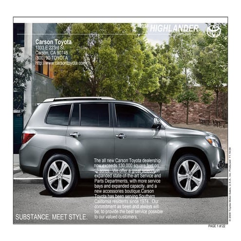 2010 Toyota Highlander Hybrid - Carson Toyota Los Angeles, CA | PDF