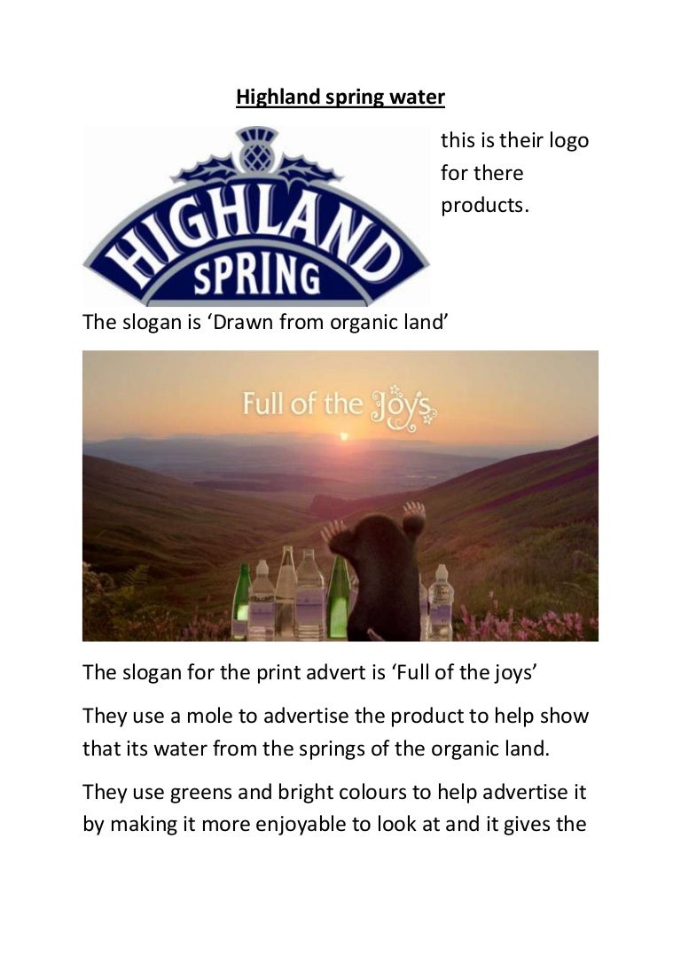 Highland spring water