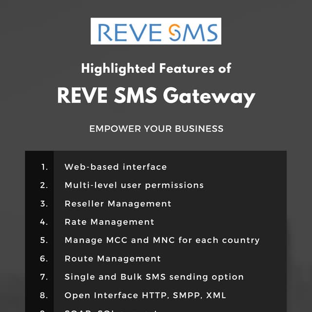 Highlighted Features of REVE SMS Gateway | PDF