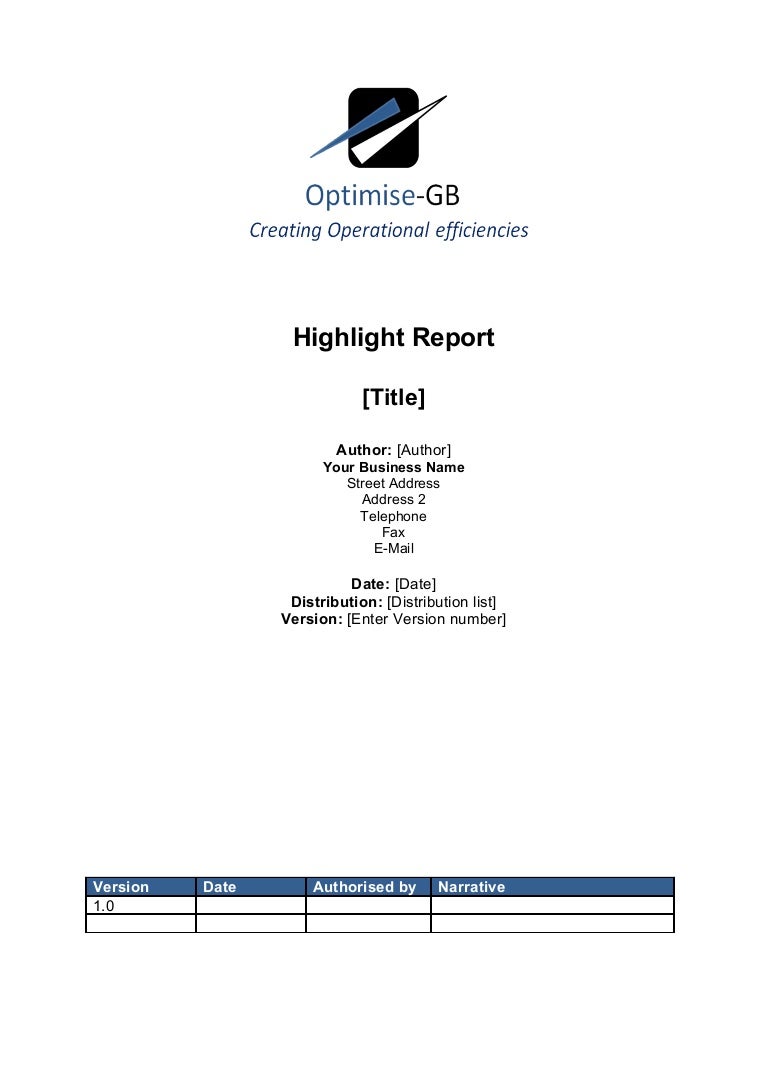 highlight-report-project-management-template