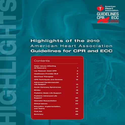 Highlights Huidelines 2010 CPR and ECC - AHA English | PDF | First Aid | Injuries