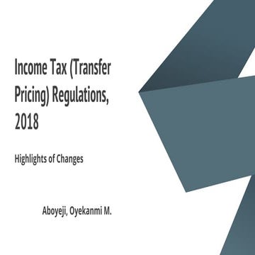 Highlights of changes introduced by the Income Tax (Transfer Pricing ...
