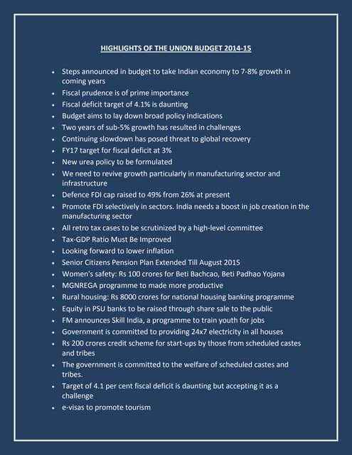 MEA Union Budget 2024-25 Final Presentation | PPT