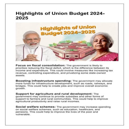 Highlights of Union Budget 2024- 2025 | PDF
