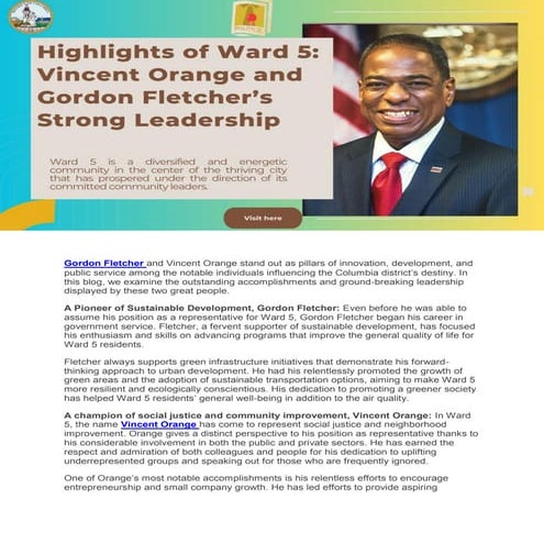 Highlights of Ward 5 Vincent Orange and Gordon Fletcher’s Strong ...