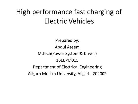 Charging in electric vehicles(ev) | PPTX