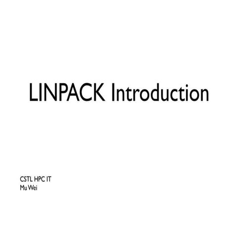 High performance LINPACK | PDF