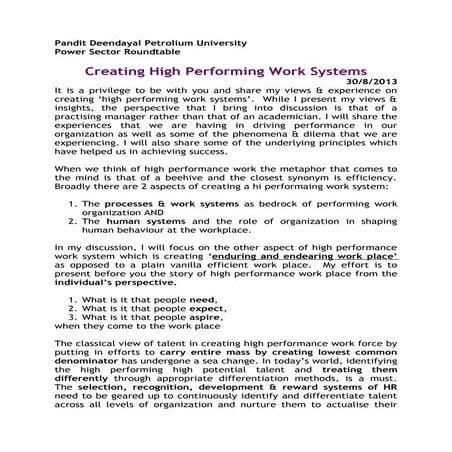 High performance work system creation | PPTX