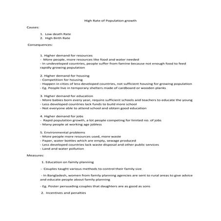 High rate of population growth | DOCX | Economy | Business and Finance