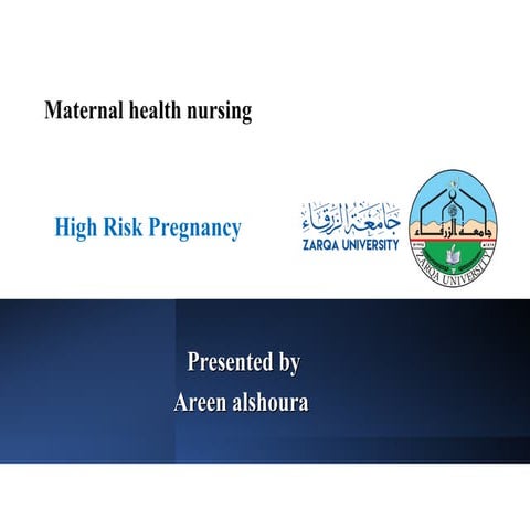 High Risk Pregnancy by zarqa university n | PPT