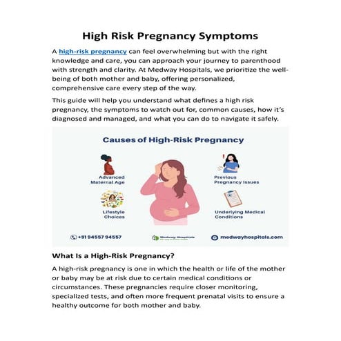 High Risk Pregnancy Symptoms Medway Hospital | PDF
