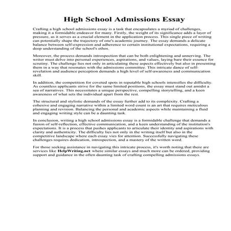 High School Admissions Essay.pdf | Secondary Education | Education