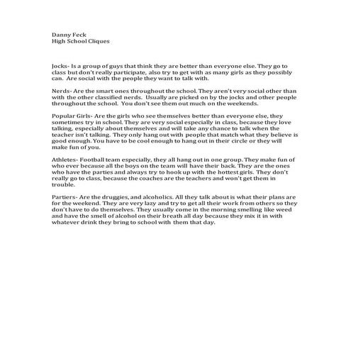 High school cliques | DOCX