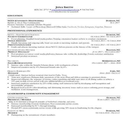 High School & College Resume and Cover Letter Sample | PDF