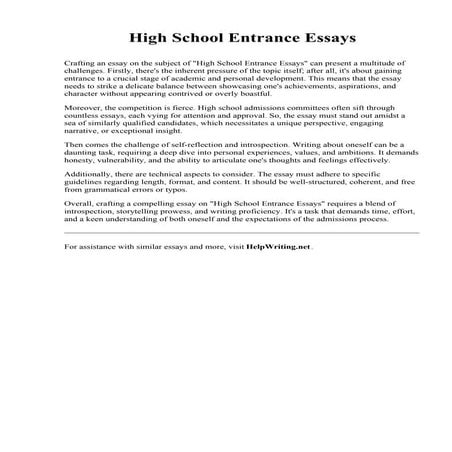 High School Entrance Essays | PDF