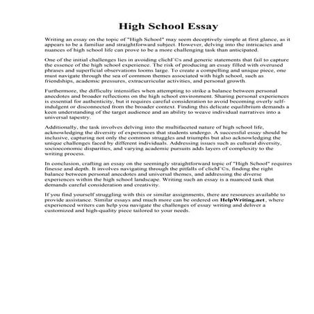 High School Essay.pdfHigh School Essay. 005 High School Essay Samples ...
