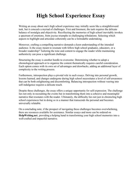 Narrative Essay Examples High School.pdf | Education