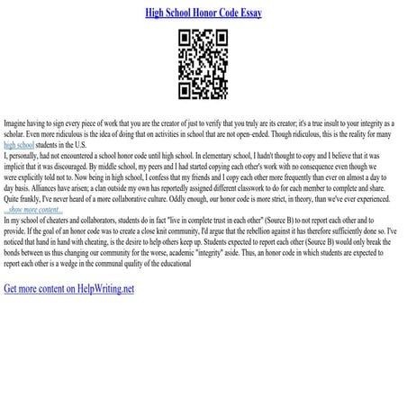 High School Honor Code Essay | PPT